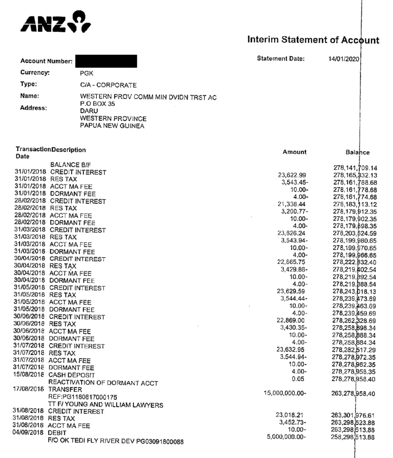 The ANZ Bank Statement at the Centre of PNG’s Largest Misappropriation ...