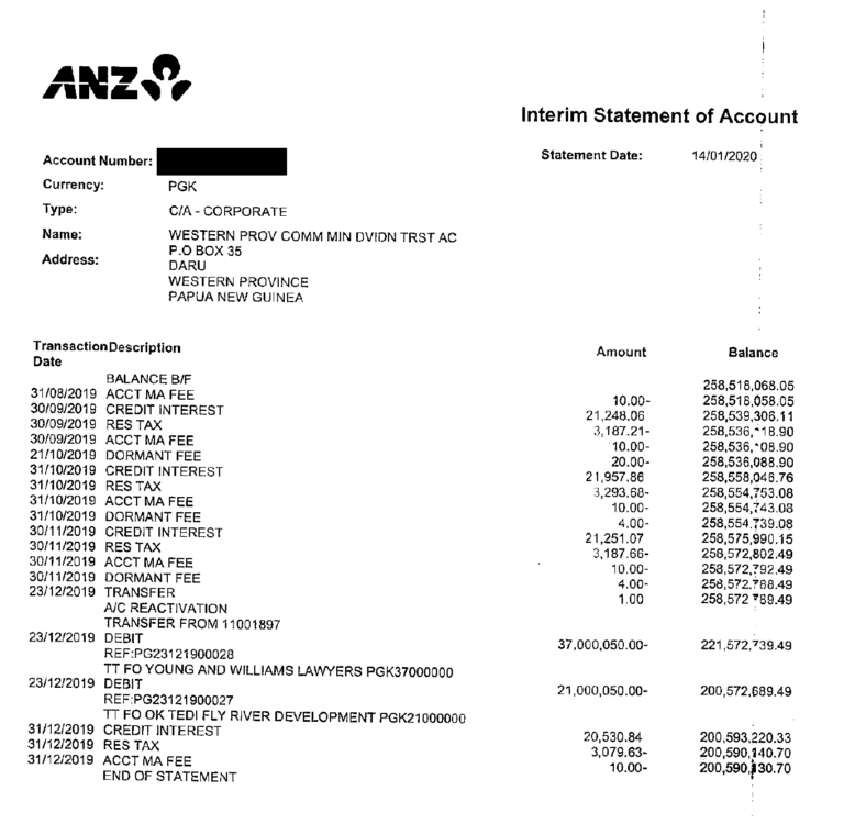 The ANZ Bank Statement at the Centre of PNG’s Largest Misappropriation ...
